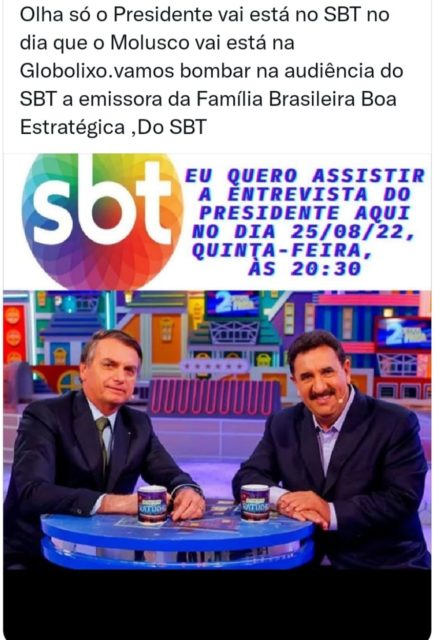 FAKE: Ratinho não entrevistará Bolsonaro no mesmo dia de Lula no JN